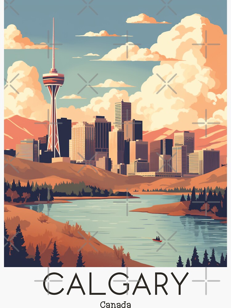 "A Vintage Travel Illustration of Calgary - Canada " Sticker for Sale ...