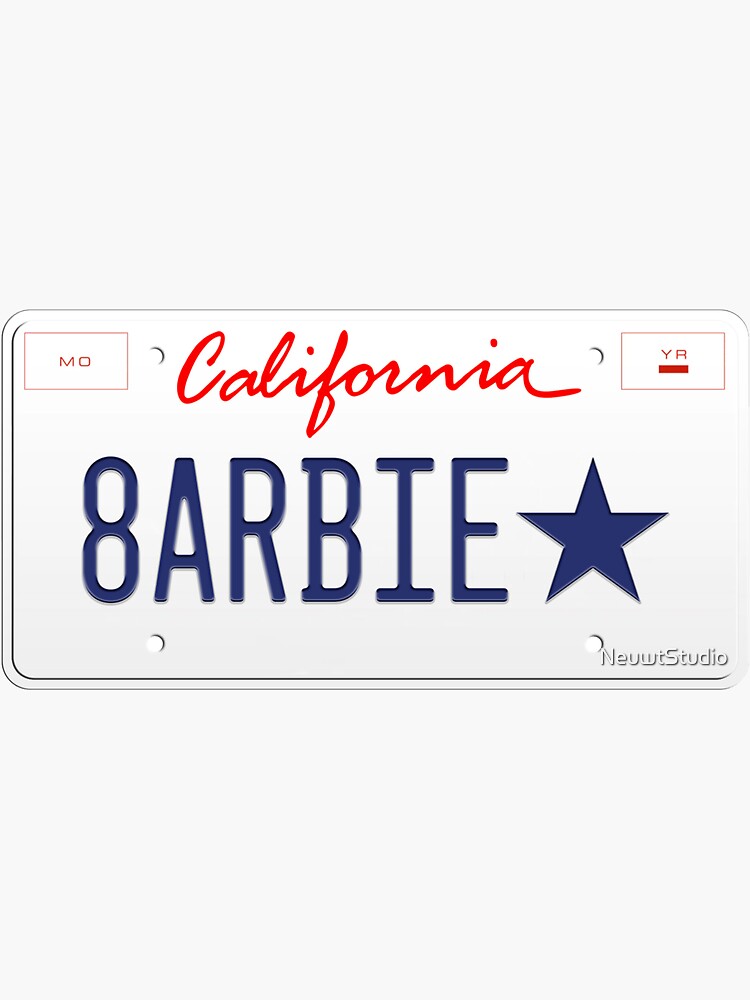 "BARBIE - License Plate California" Sticker for Sale by NeuwtStudio ...