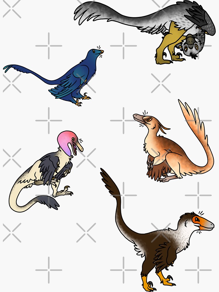 "Dromaeosaurs Pack" Sticker for Sale by saradrawspaleo | Redbubble