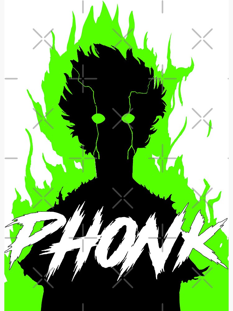 "Bass Boosted Aggressive Phonk Anime Boy Power Green Fire" Art Board ...