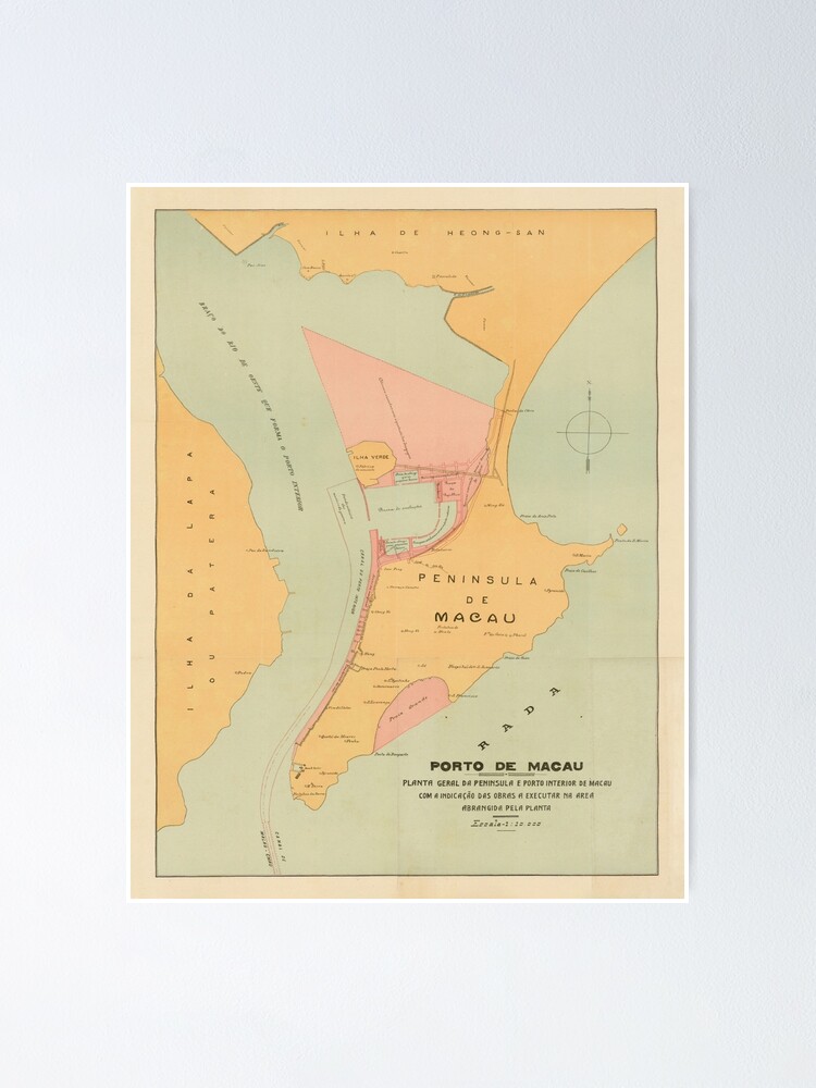 "Vintage Map of Macau China (1920)" Poster for Sale by BravuraMedia ...