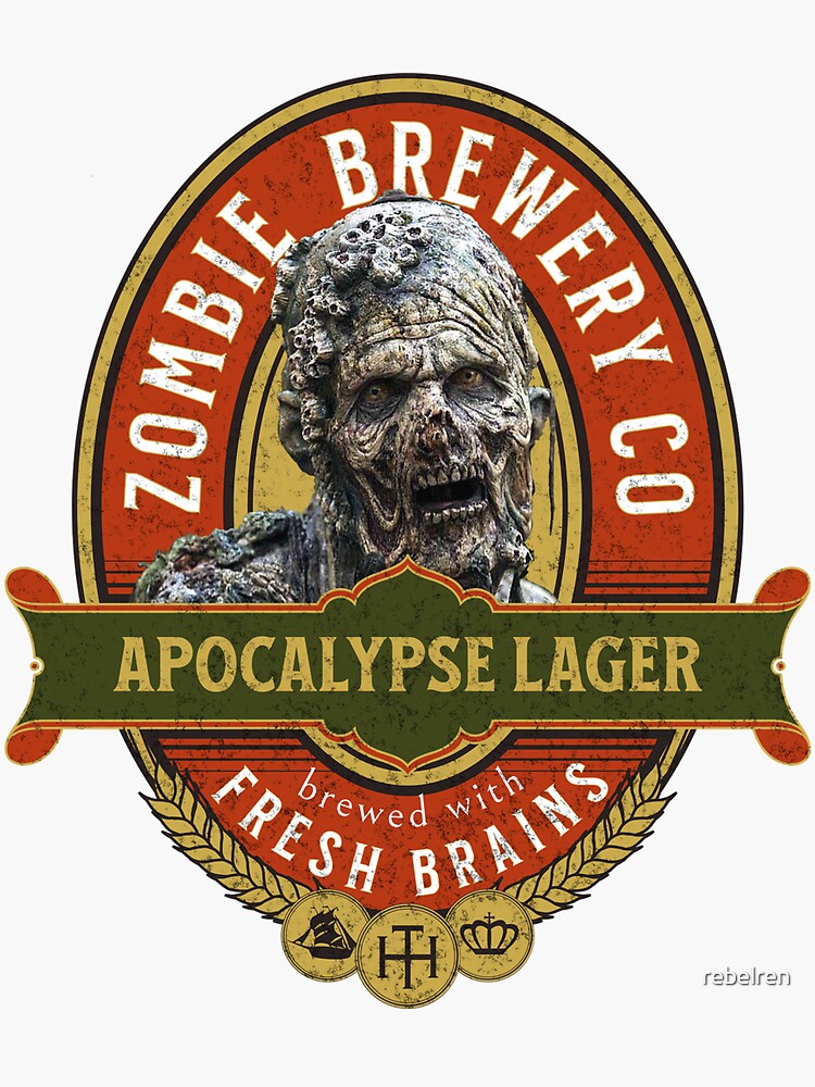 "Zombie Apocalypse Beer Label, Halloween Zombie Brewery Co. " Sticker ...