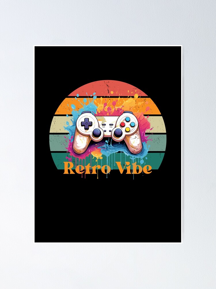 "Retro Vibe Video Game PS2 Controller - Colourful Splash Art " Poster ...