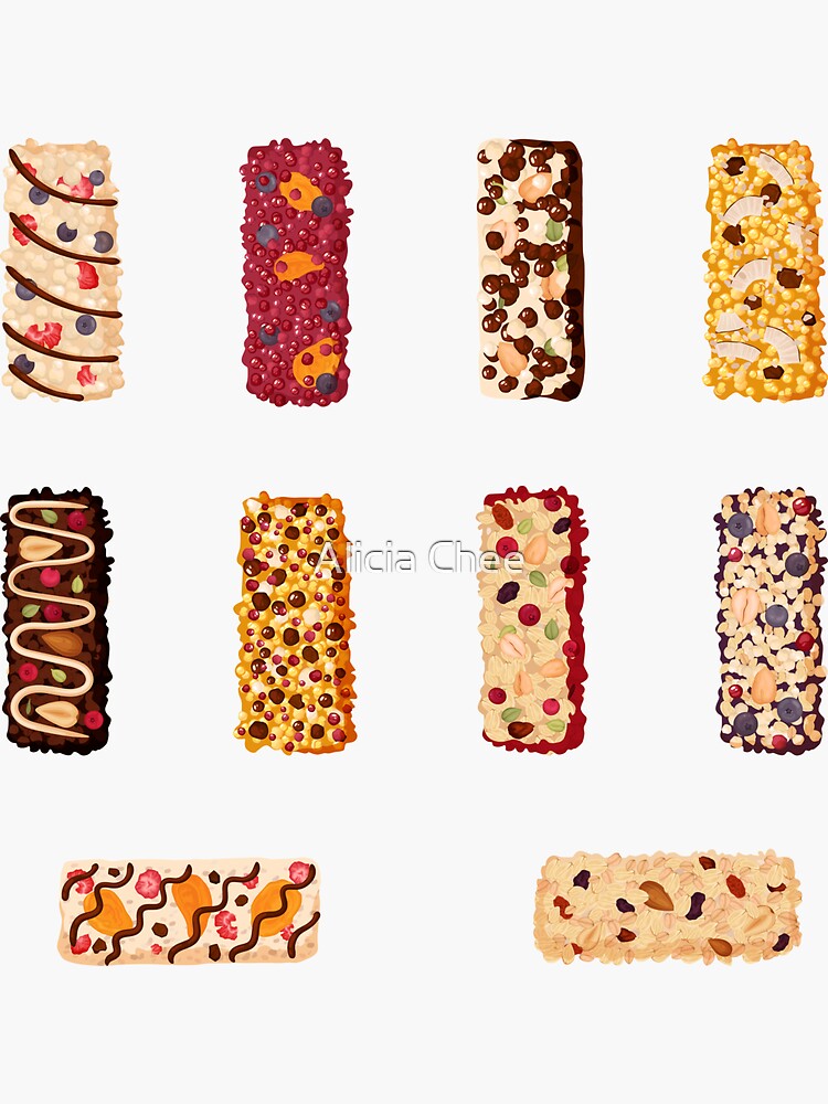 "Assorted Healthy Granola Bars" Sticker for Sale by NiftyTrinket ...