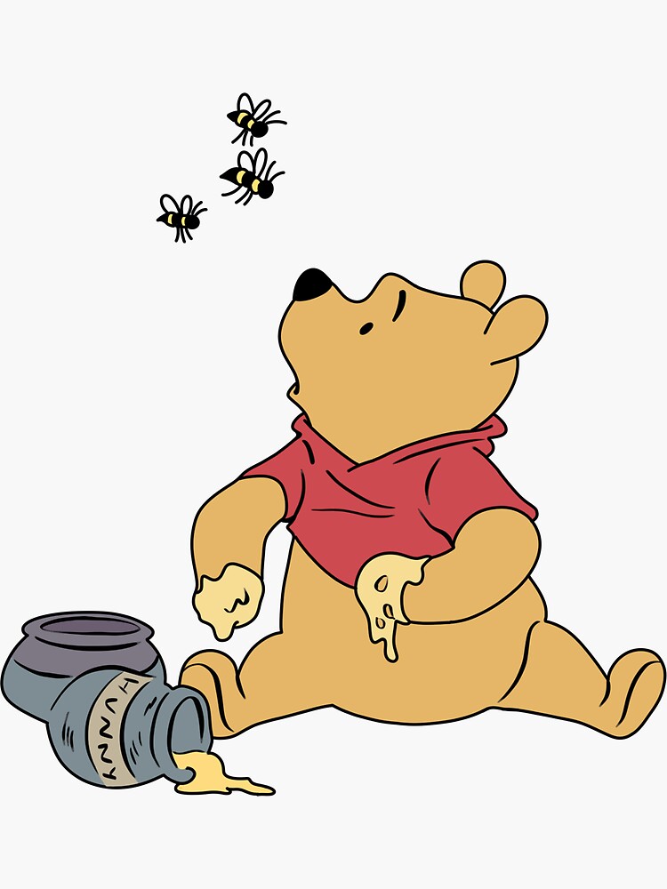 "Bear with honey pot" Sticker for Sale by ErinGarzaprints | Redbubble