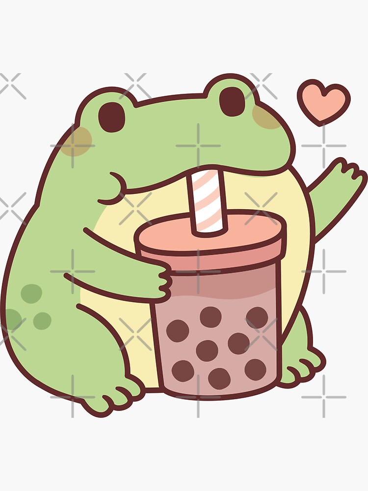 "Cute Frog Loves Drinking Bubble Tea" Sticker for Sale by rustydoodle | Redbubble