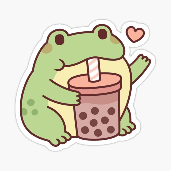 "Cute Frog Loves Drinking Bubble Tea" Sticker for Sale by rustydoodle ...