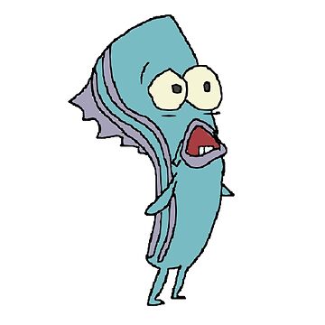 "badly drawn blue spongebob fish " Sticker for Sale by wormyart | Redbubble