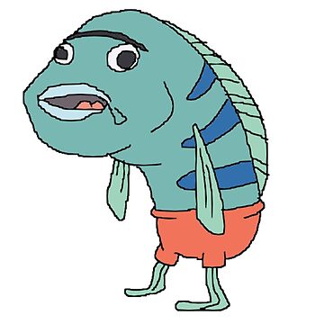 "badly drawn tiger fish spongebob " Sticker for Sale by wormyart ...