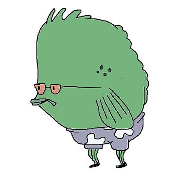"badly drawn green fish with orange glasses spongebob " Sticker for ...