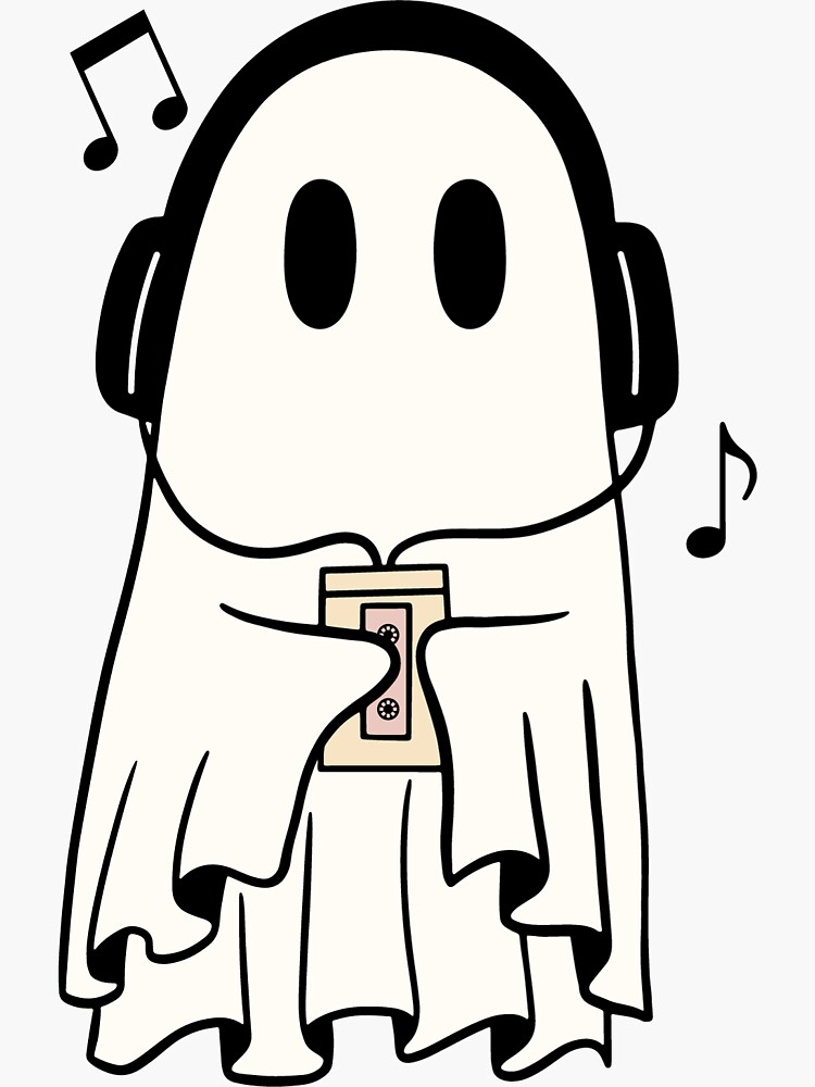 "ghost listening to music" Sticker for Sale by hisusan | Redbubble