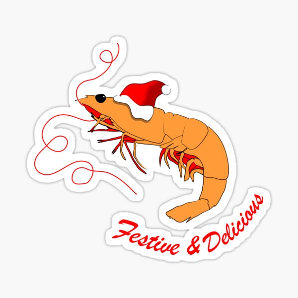 "Festive Prawn (shrimp) wearing a Christmas hat" Sticker for Sale by ...