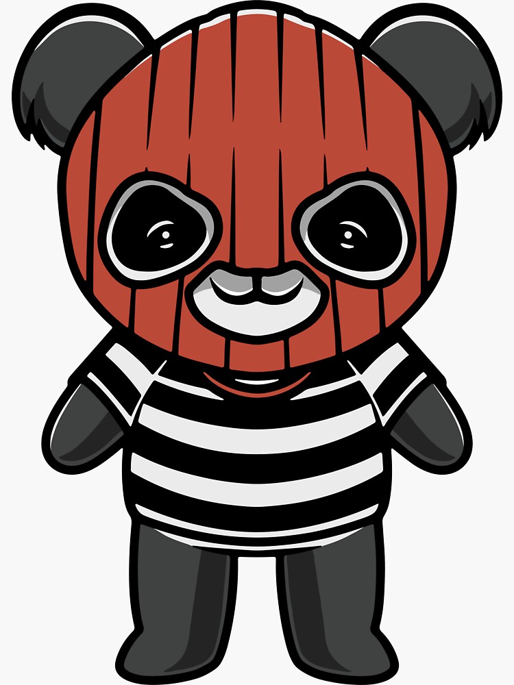 "Cute panda with criminal costume cartoon illustration" Sticker for ...