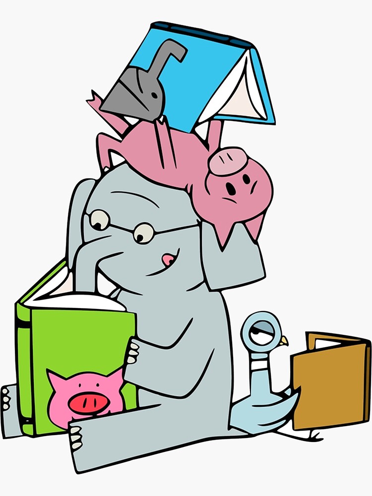 "Elephant and Piggie reading. Gerald and Piggie" Sticker for Sale by ...