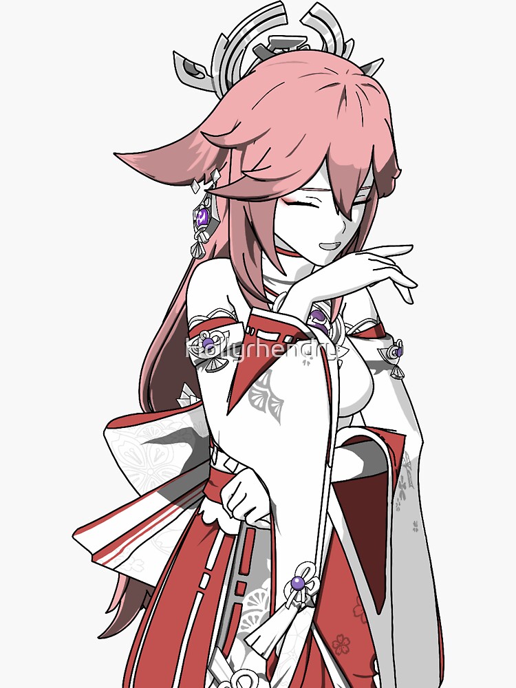 "Yae Miko" Sticker for Sale by Hollyrhendry | Redbubble