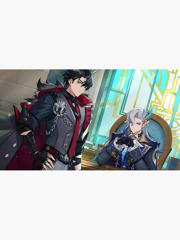 "Wriothesley & Neuvillette Poster" Sticker by Demray | Redbubble