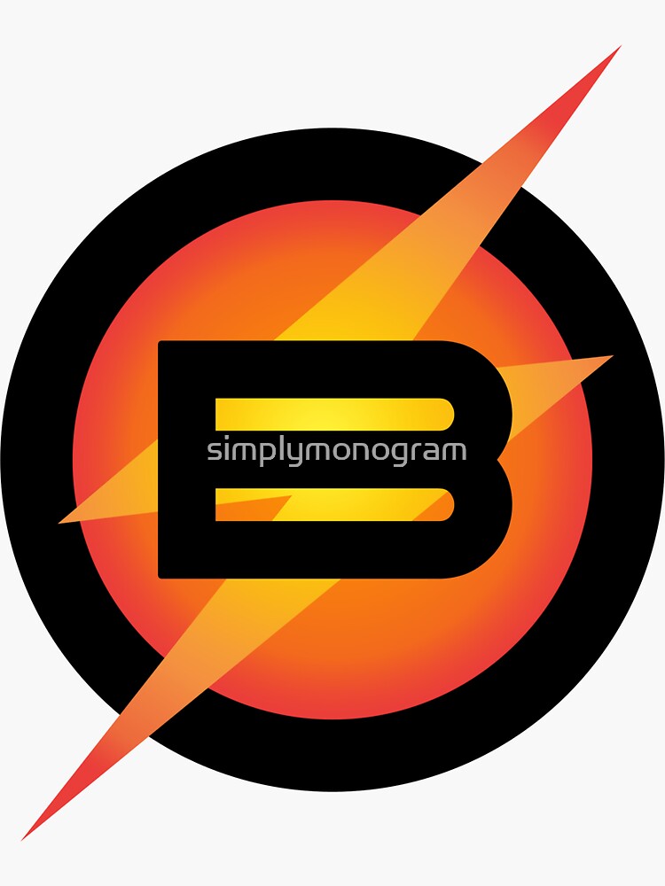 "Monogram B Super Hero Lightning Bolt" Sticker for Sale by ...