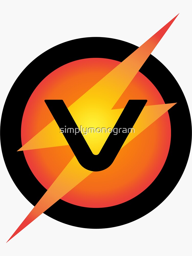 "Monogram V Super Hero Lightning Bolt" Sticker by simplymonogram ...
