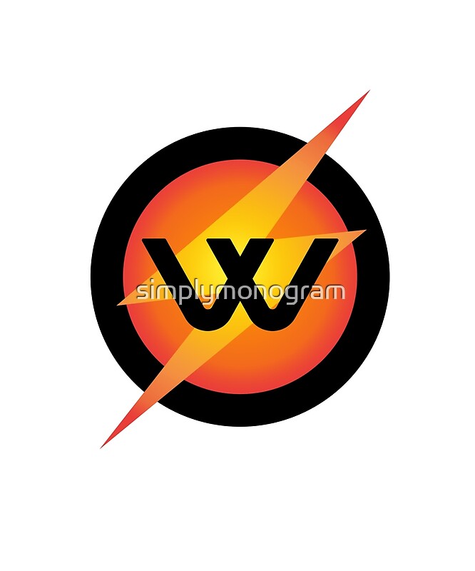 "Monogram W Super Hero Lightning Bolt" by simplymonogram | Redbubble