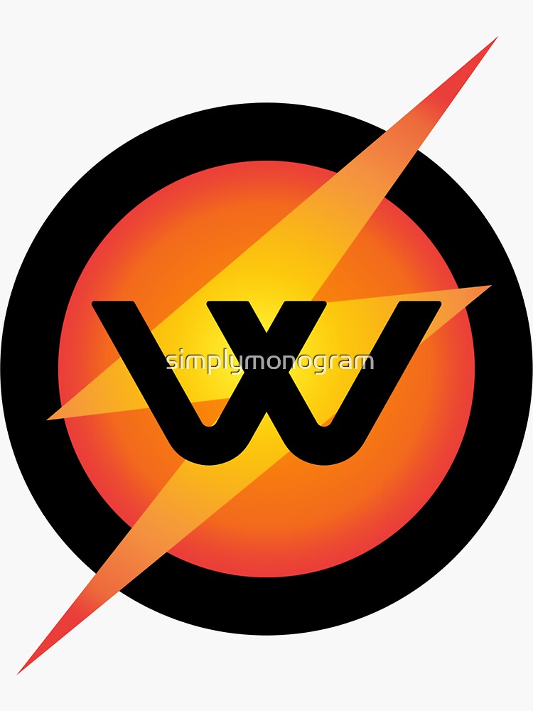 "Monogram W Super Hero Lightning Bolt" Sticker for Sale by ...