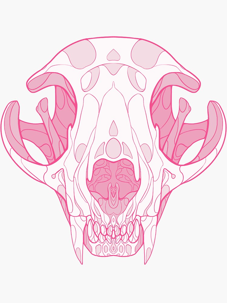 "Pink Cat Skull" Sticker by SkinnerDesigns | Redbubble