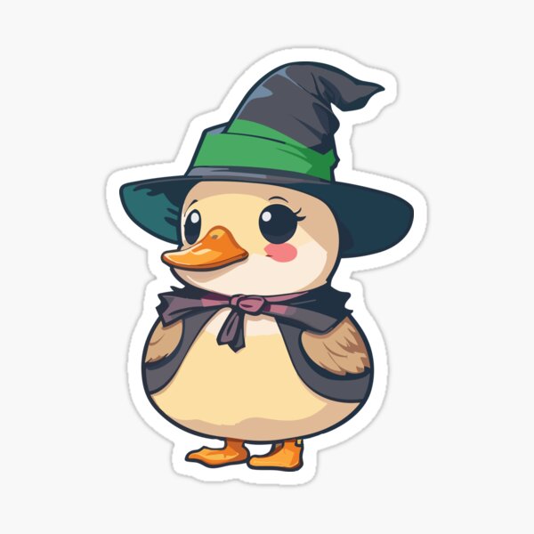 "Cute witch duck. A duck wearing witch hat." Sticker for Sale by ...