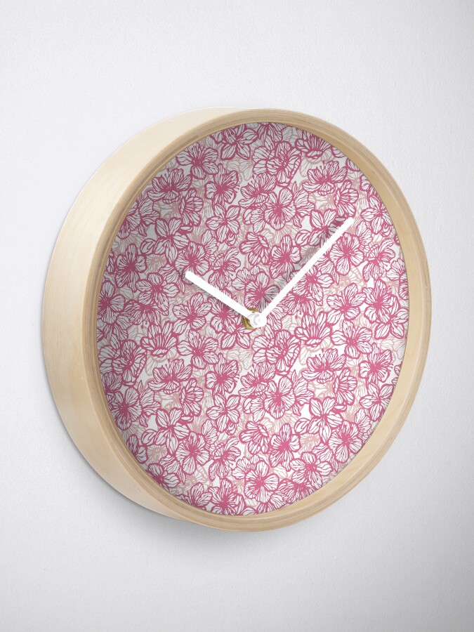 "Blossoming sakura" Clock for Sale by Daria Heaney | Redbubble