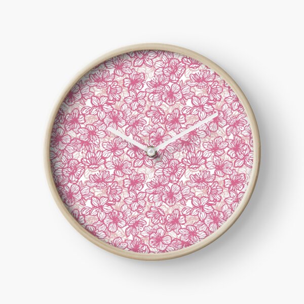 "Blossoming sakura" Clock for Sale by Daria Heaney | Redbubble