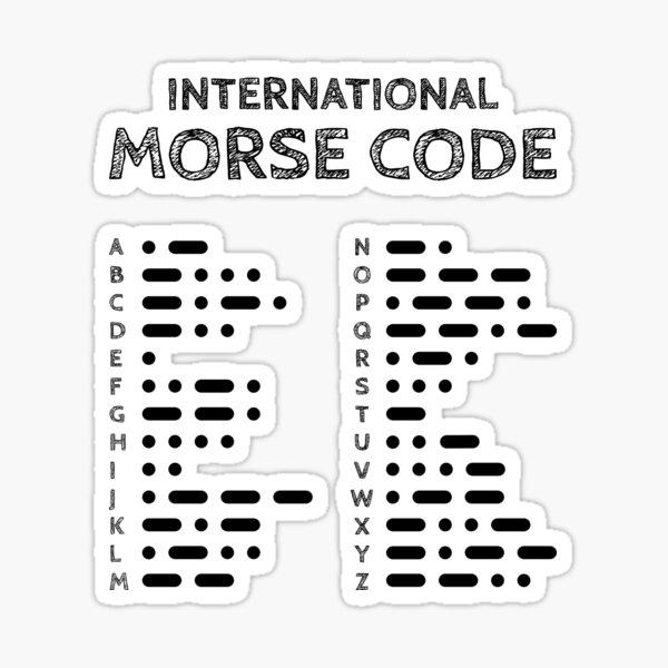 "International Morse Code Alphabet Chart 26 Letters Black" Sticker for ...