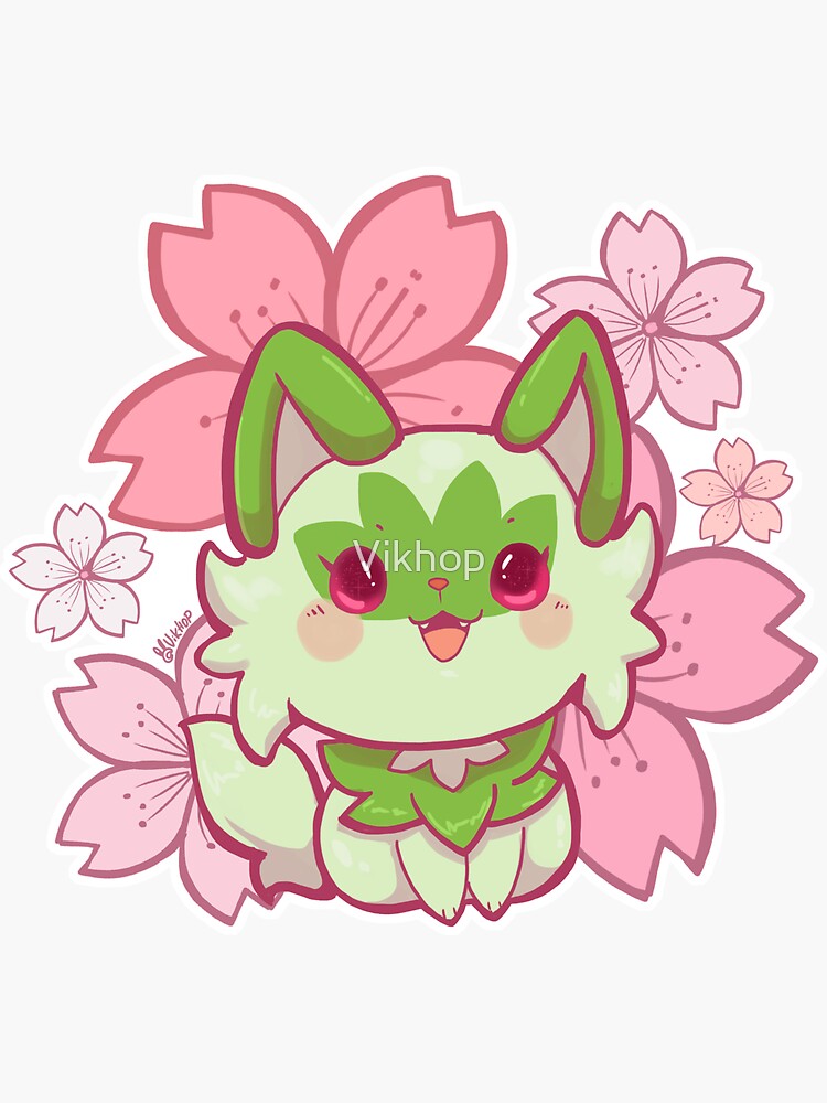 "Sakura sprigatito" Sticker for Sale by Vikhop | Redbubble