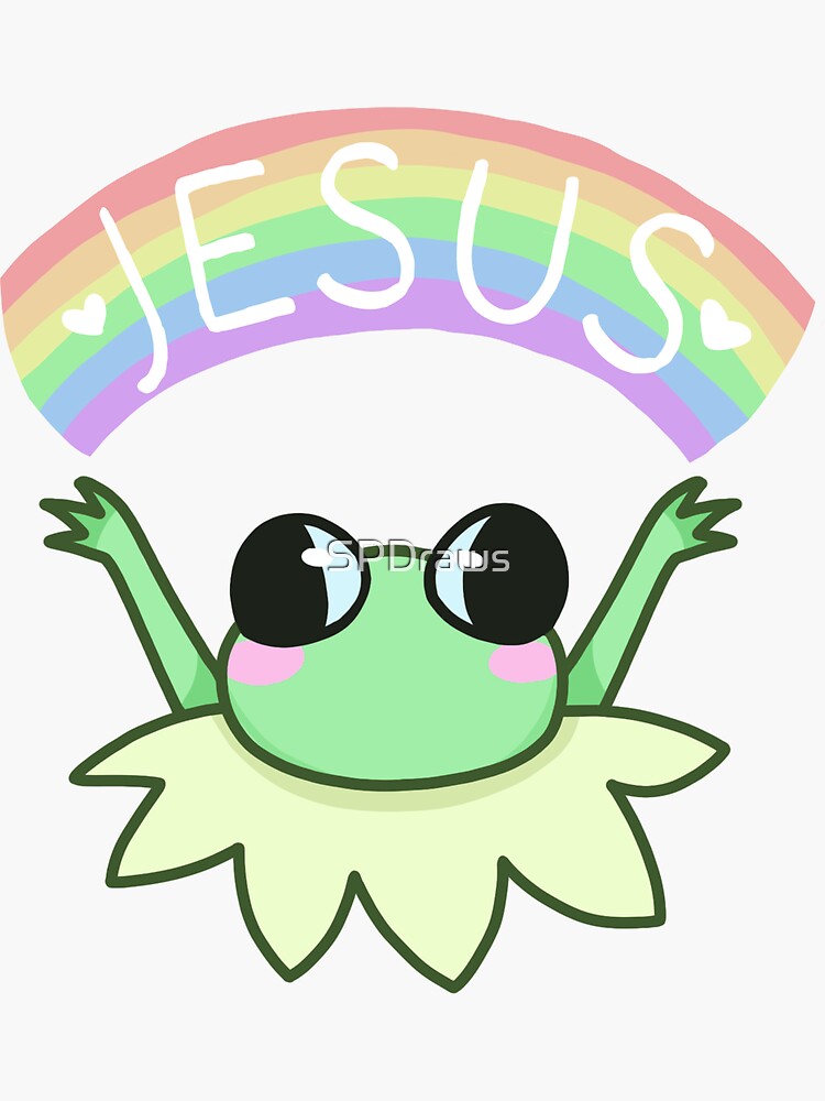 "Frog With Jesus Rainbow" Sticker for Sale by SPDraws | Redbubble