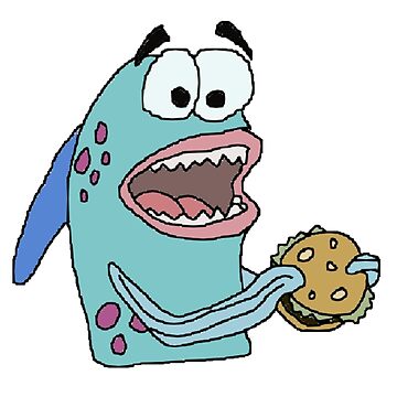 "badly drawn harold blue spongebob fish " Sticker for Sale by wormyart ...