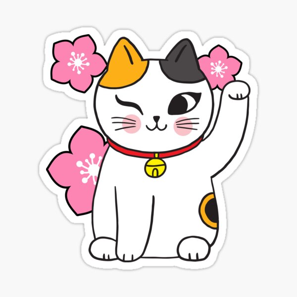 "Lucky Japanese Cat" Sticker for Sale by TiltedBearDsign | Redbubble