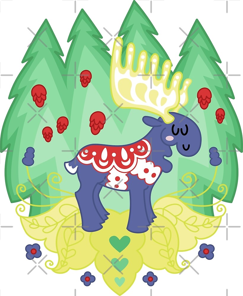 "Blue Valley Moose - dala horse" by signhild | Redbubble