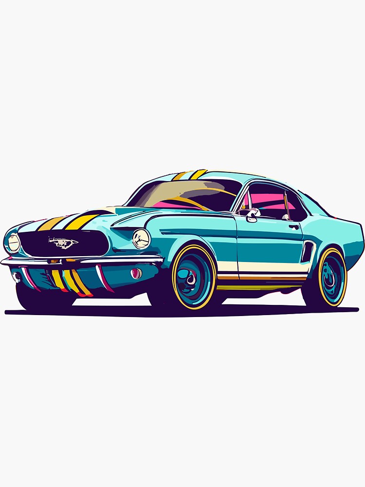 "Classic Ford Mustang - Cartoon Design" Sticker for Sale by ...