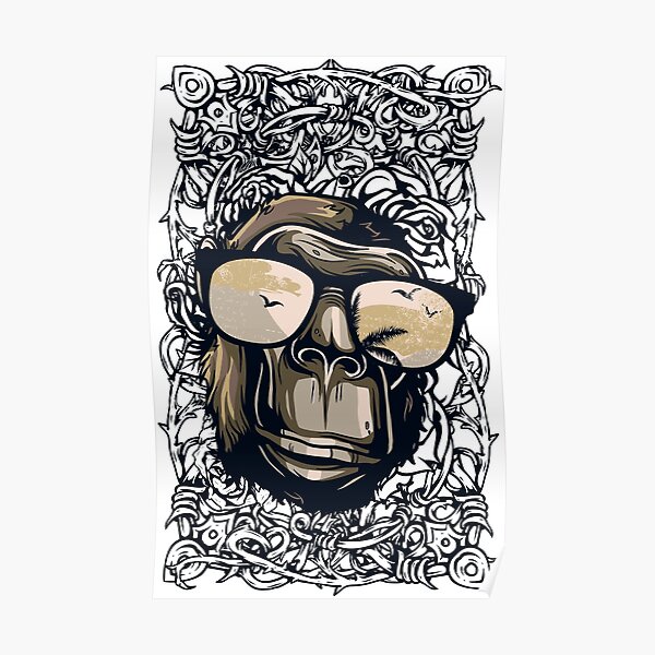 "COOL MONKEY FACE" Poster by Super3 | Redbubble