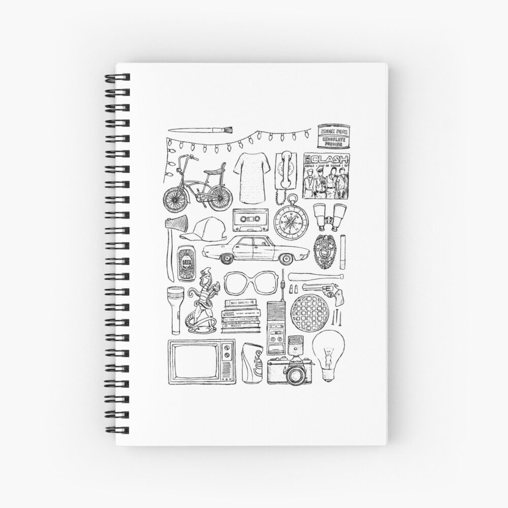 "STRANGER THINGS Objects Minimal Illustration Drawing Art" Spiral ...