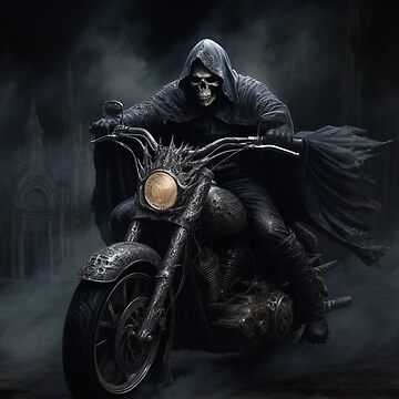 "Death Riding a Motorcycle" Sticker for Sale by Luna-Art-Design | Redbubble