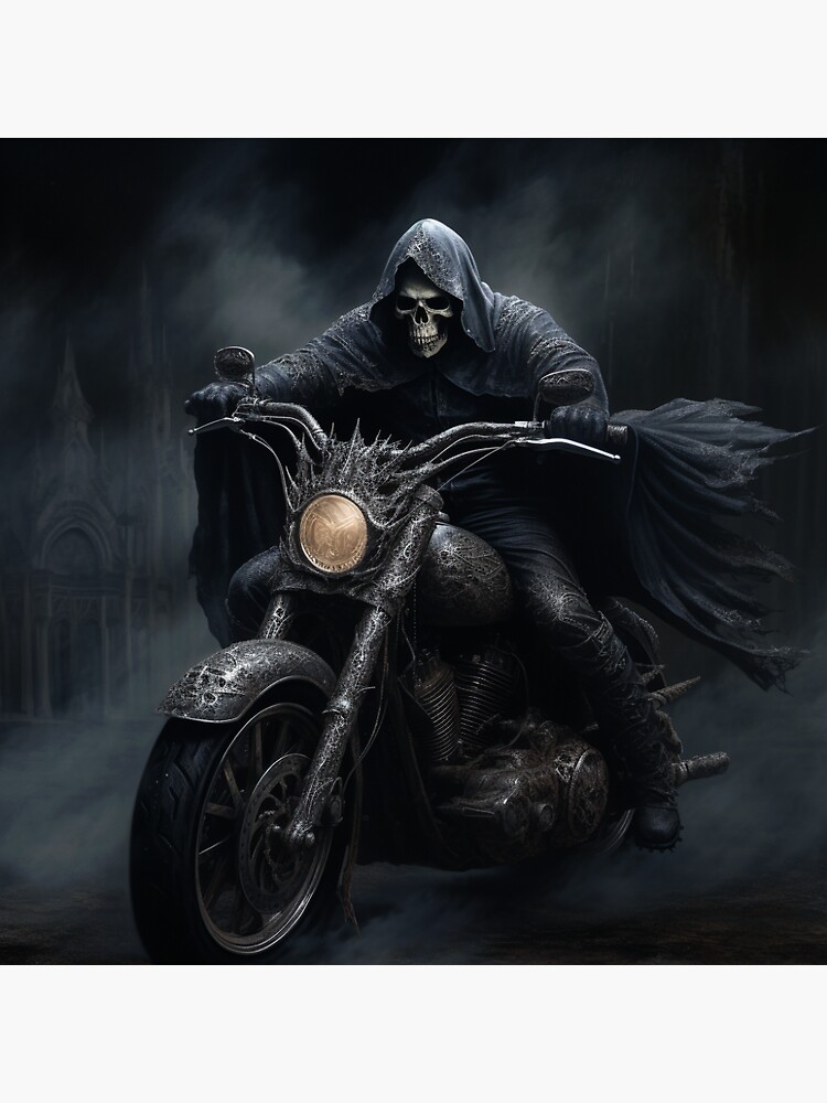 "Death Riding a Motorcycle" Sticker for Sale by Luna-Art-Design | Redbubble