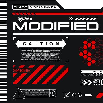 "Modified experimental tech decal gray red " Sticker by Arez Xzan ...