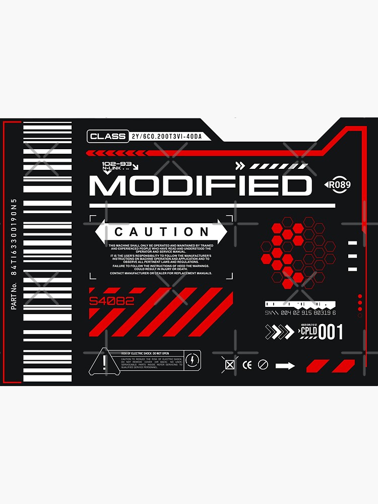 "Modified experimental tech decal gray red " Sticker by Arez Xzan ...