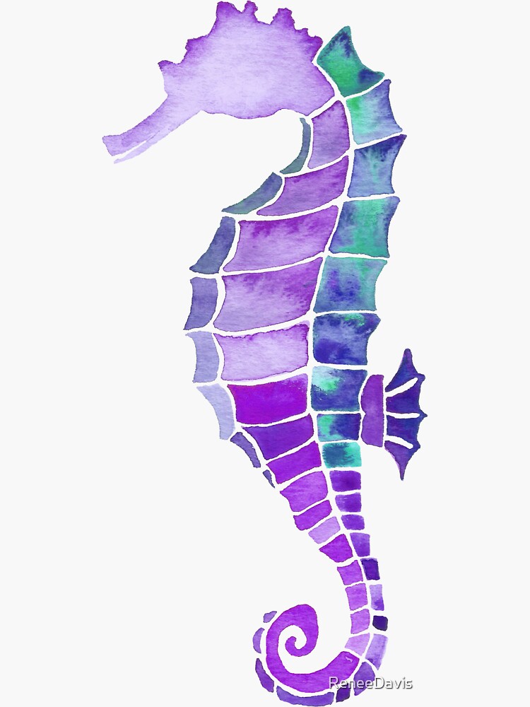 "Handpainted purple Seahorse | Seahorse in Purple & Cyan Blue ...