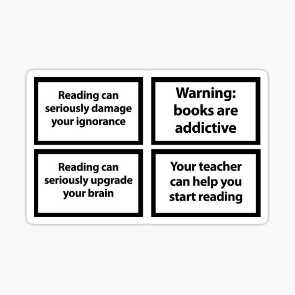 "Reading Warning Labels" Sticker for Sale by Eurozerozero | Redbubble