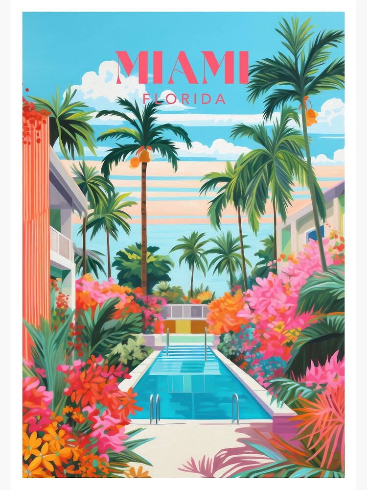 "Miami Florida Travel Print" Poster for Sale by ArtVueStudio | Redbubble