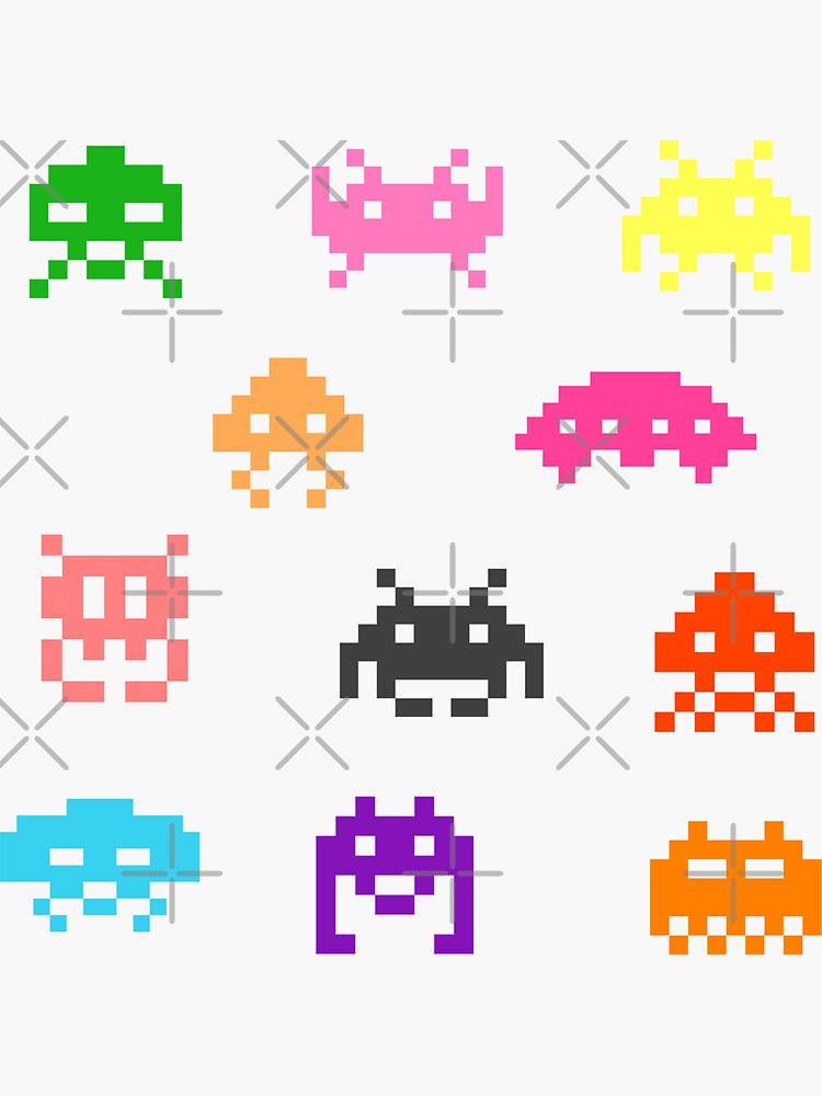 "Space invaders " Sticker for Sale by KetiaArtWorld | Redbubble