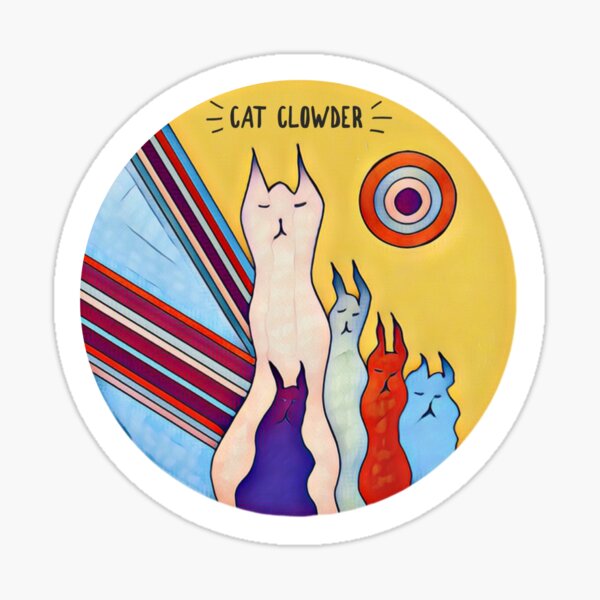 "A Clowder (with logo)" Sticker for Sale by LaPurrMeow | Redbubble