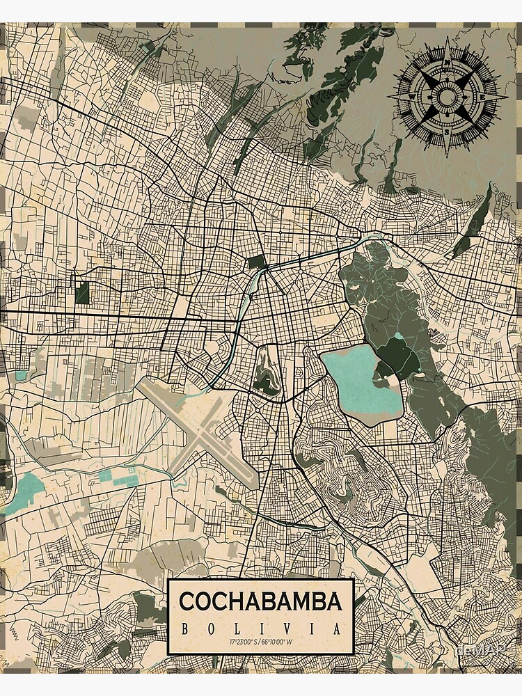 "Cochabamba City Map of Bolivia - Vintage" Poster for Sale by deMAP ...