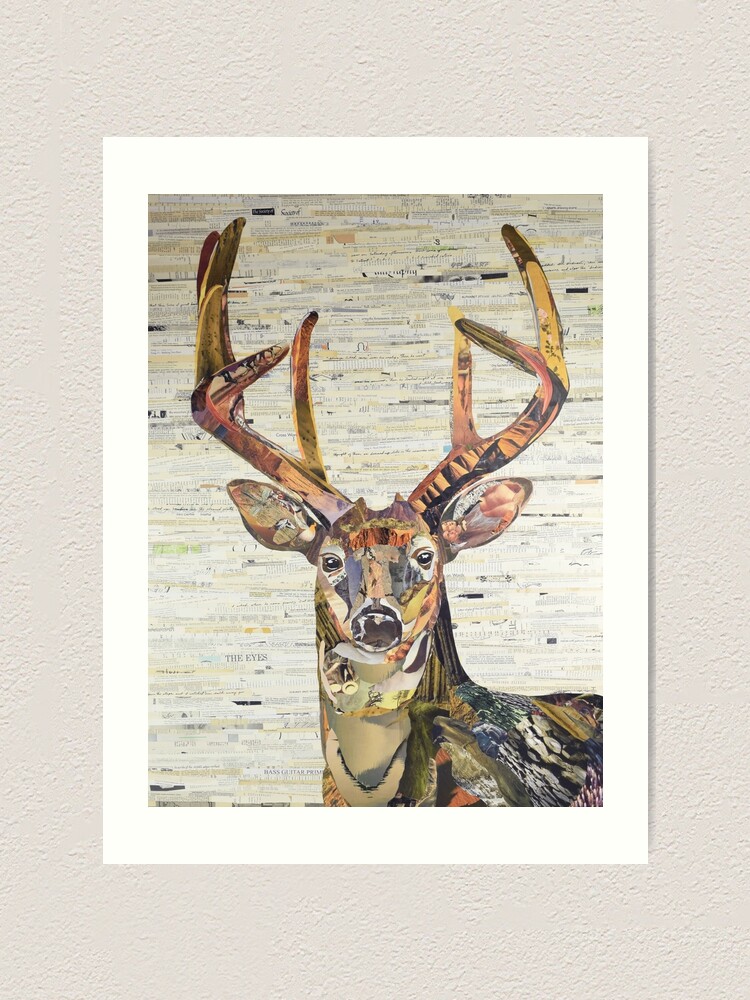 "Whitetail Deer or Buck Collage Art by C.E. White" Art Print for Sale ...