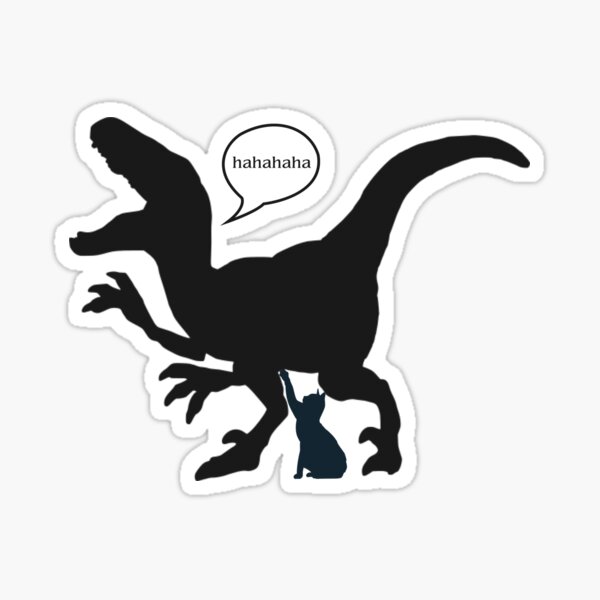 "Tickling Dinosaur - Funny T. rex and Cat Silhouette" Sticker for Sale ...
