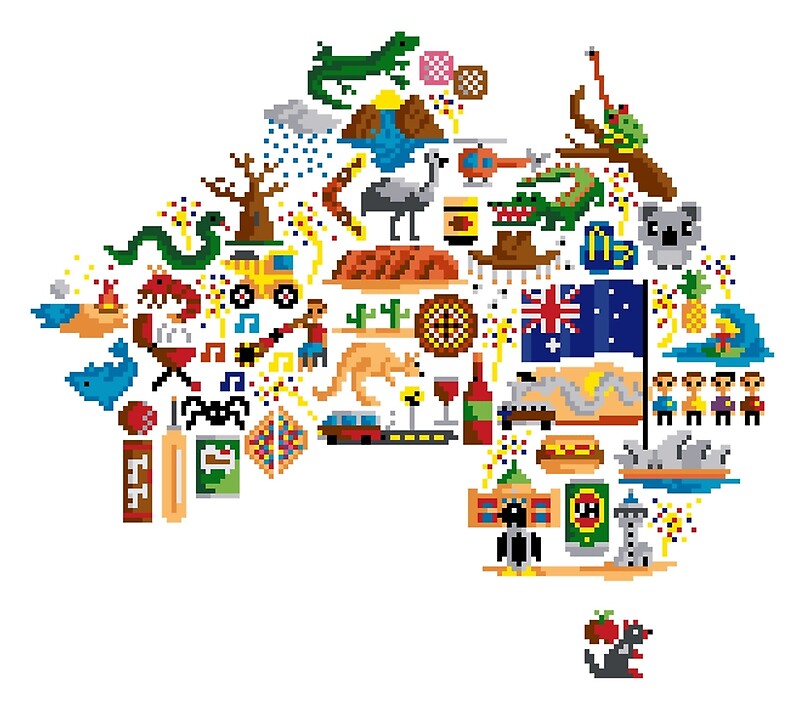 "Australian Map Pixel art / Australia Pixel art" by PixlPrints | Redbubble
